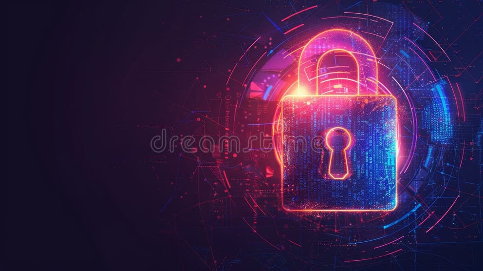 Cybersecurity Visualization of Data Protection with a Lock Symbol ...