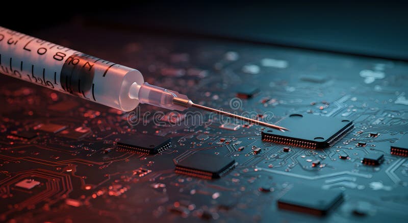 Syringe Injecting Data into Microchip Circuit Board: Technological ...