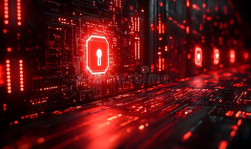 Cybersecurity Vulnerability in the Digital Domain Visualized in Red ...