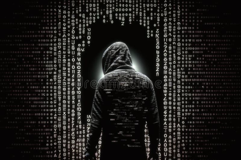Cybersecurity Vulnerability Hacker, Coding,malware Concept.Hooded Computer Hacker . Digital ...