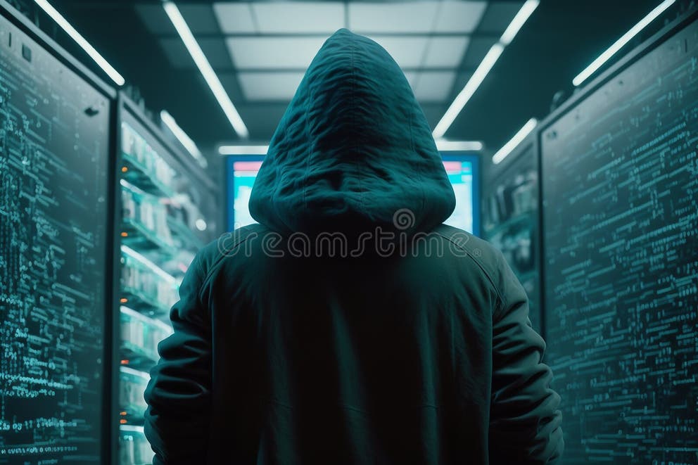 Cybersecurity Vulnerability Hacker, Coding,malware Concept.Hooded Computer Hacker . Digital ...