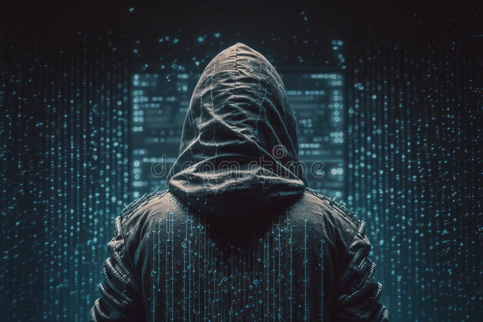 Cybersecurity Vulnerability Hacker, Coding,malware Concept.Hooded Computer Hacker . Digital ...