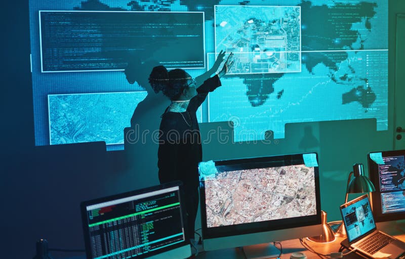 Cybersecurity, Woman and Global Network Presentation for Phishing, Ransomware and Cyber Search ...