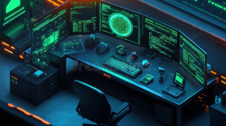 Cybersecurity Workstation stock illustration. Illustration of ...