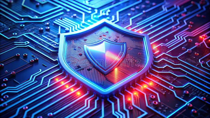 CyberShield 3D Render, Circuit Board, Digital Security Stock ...