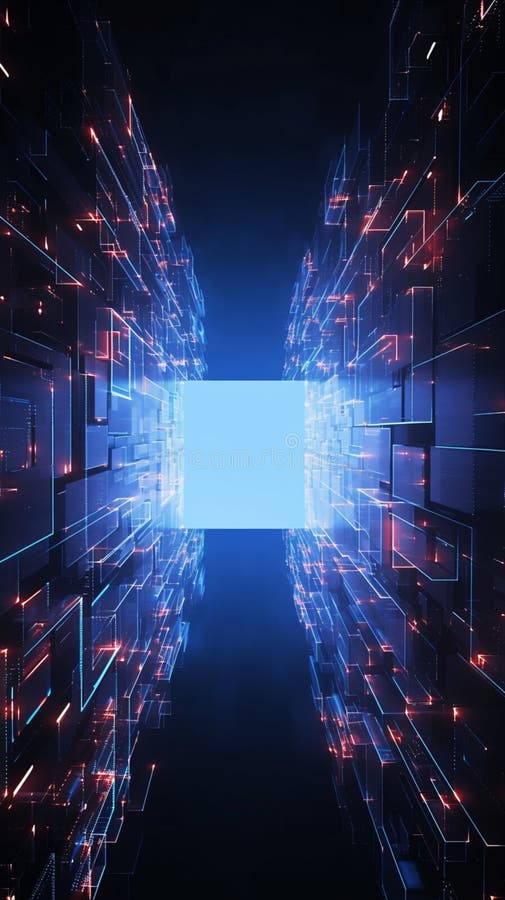 Cyberspace Background with Abstract Technology Cube Stock Illustration ...