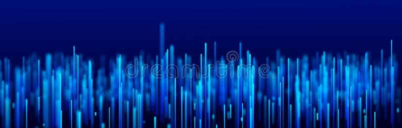 Cyberspace with Blue Digital Falling Lines. Geometric Flow in ...