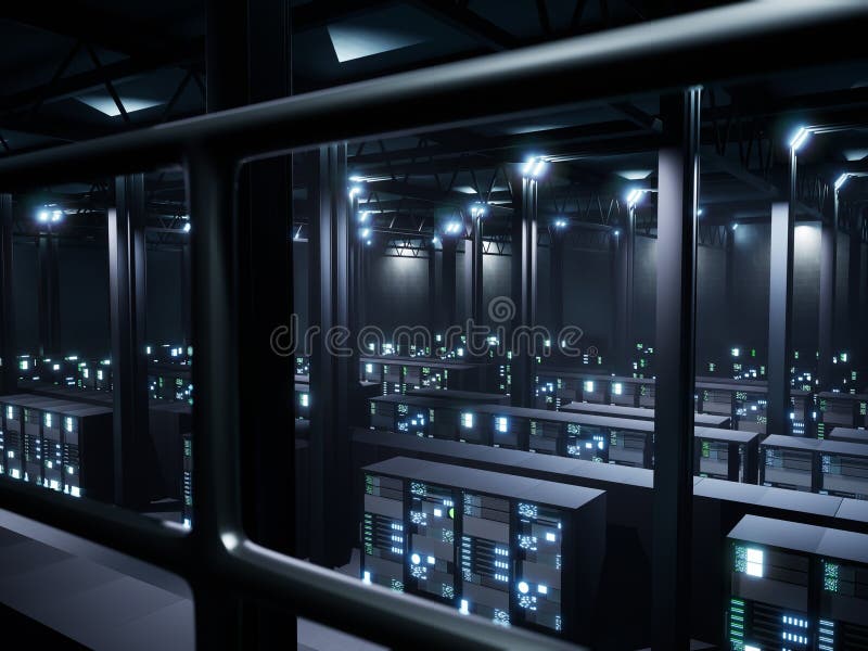 Cyberspace Data Center Filled with Server Racks Cabinets Stock Photo ...