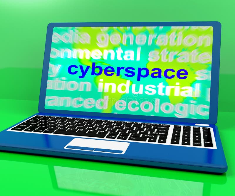 Cyberspace Definition on Laptop Shows Internet Stock Illustration ...