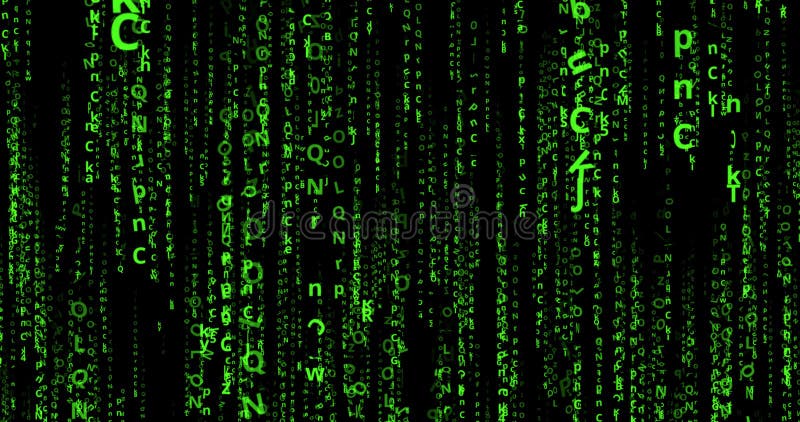 Cyberspace with Falling Green Digital Lines, Binary Hanging Chain ...