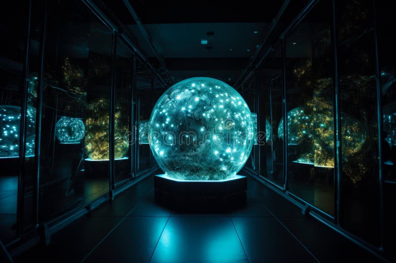 Cyberspace Future Technologies. Futuristic City in Sphere. Generative ...