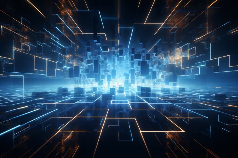 Cyberspace Meets a 3D Technology Cube in a Striking Background ...