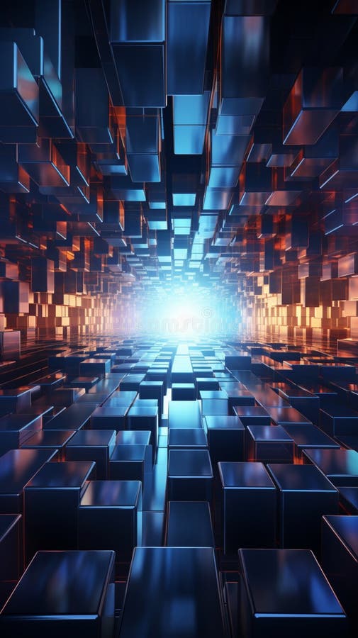 Cyberspace Meets a 3D Technology Cube in a Striking Background ...