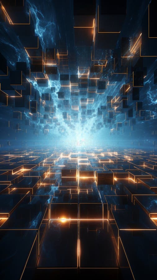 Cyberspace Meets a 3D Technology Cube in a Striking Background ...