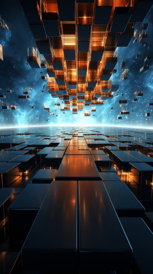 Cyberspace Meets a 3D Technology Cube in a Striking Background ...