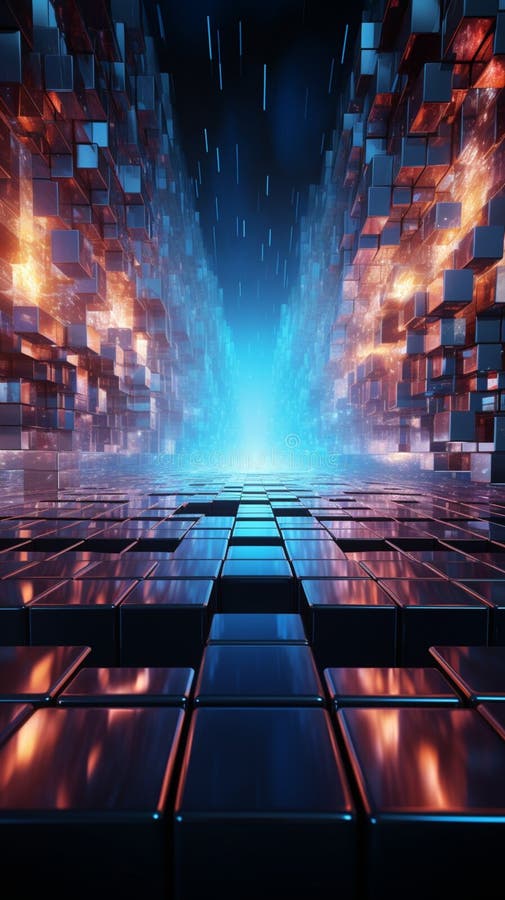 Cyberspace Meets a 3D Technology Cube in a Striking Background ...