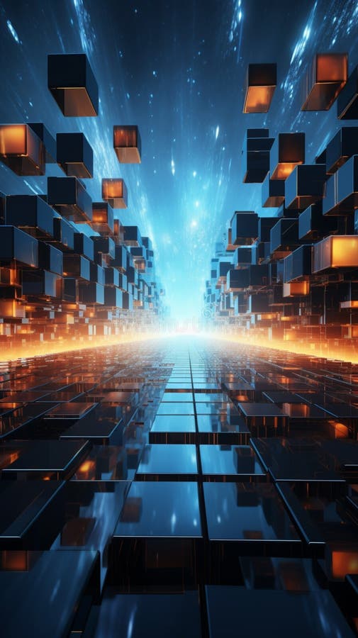 Cyberspace Meets a 3D Technology Cube in a Striking Background ...