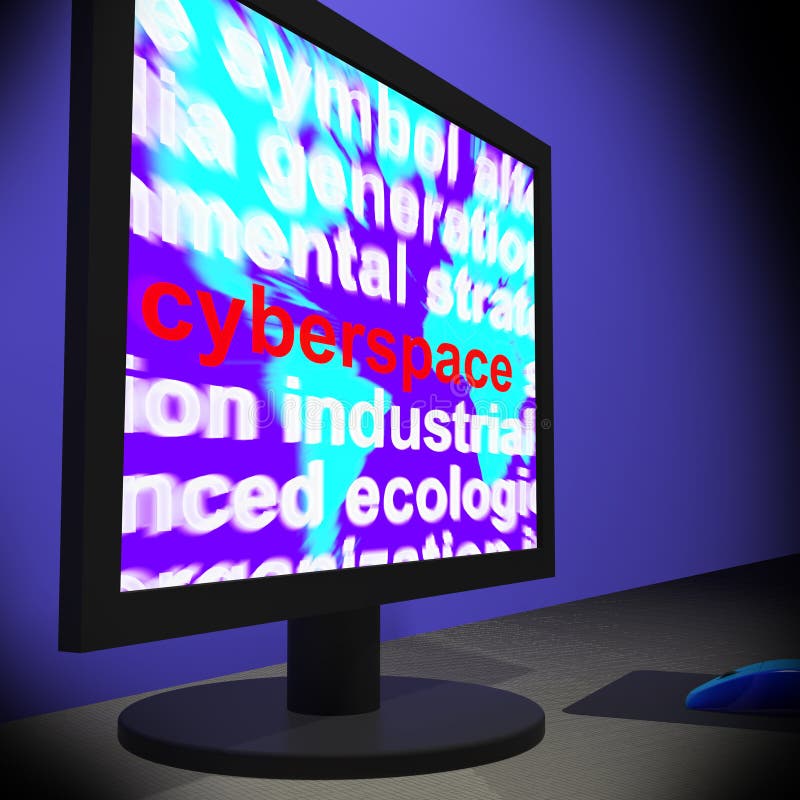 Cyberspace on Monitor Shows Online Technology Stock Illustration ...