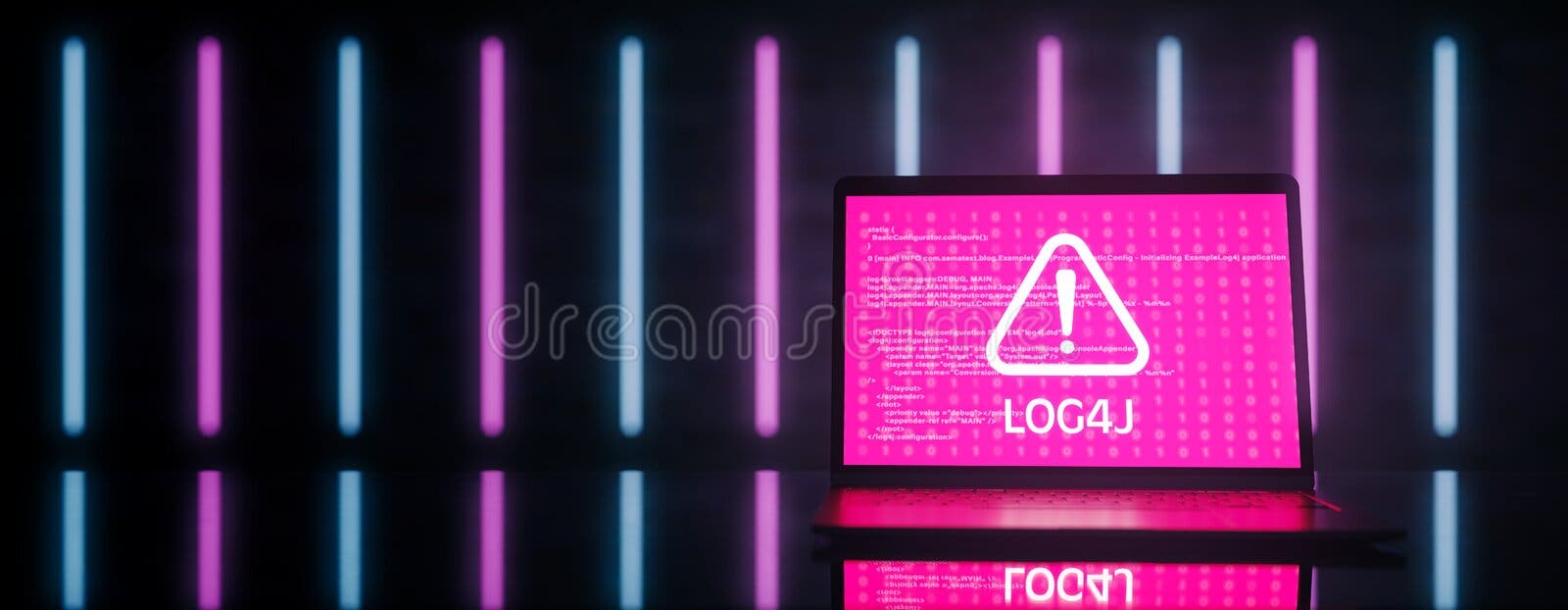 Log4J Red Warning Symbol Concept. Log4Shell Security Vulnerability Stock Illustration ...