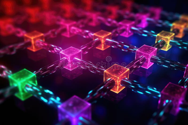 Cyberspace World in 3D Graphics. Numerous Connected Lines, Dots, and ...