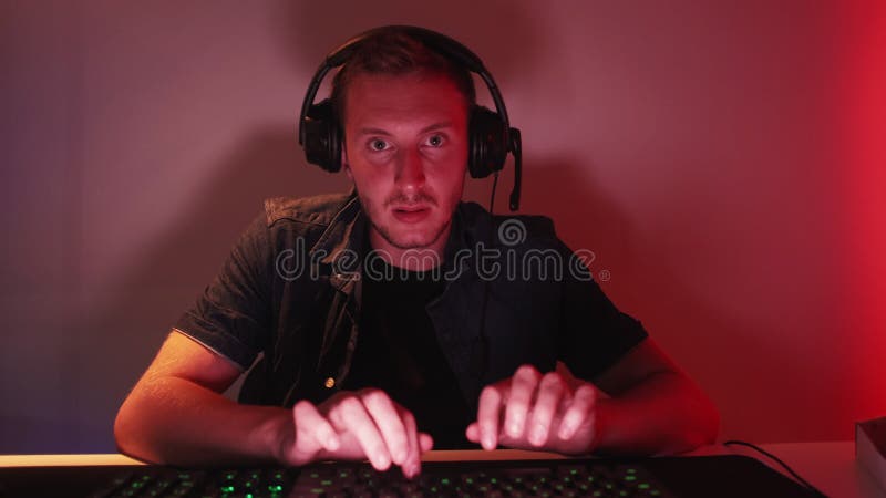 Cybersport Gaming Night Programmer Freelance Work Stock Video - Video ...