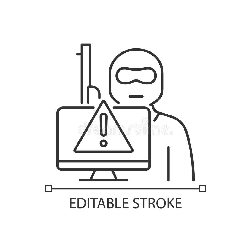 Cyberterrorism linear icon stock vector. Illustration of gadget - 237278269