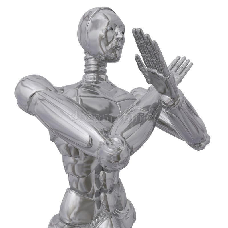 Futuristic Cyborg Woman Isolated on White Stock Illustration ...