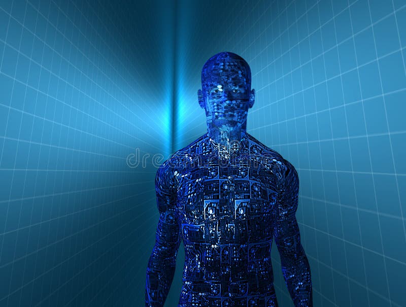 Cyborg Soldier Holds Energy Stock Illustration - Illustration of future ...