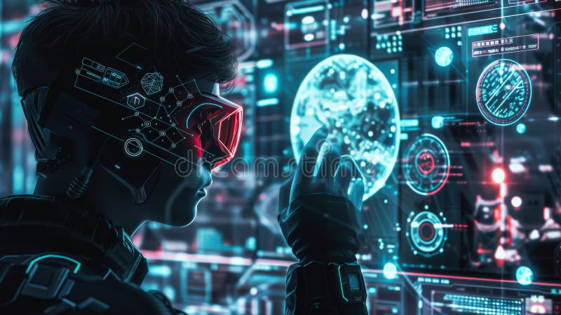 A Cyborg, Android or Augmented Human Operating a Hologram Interface ...