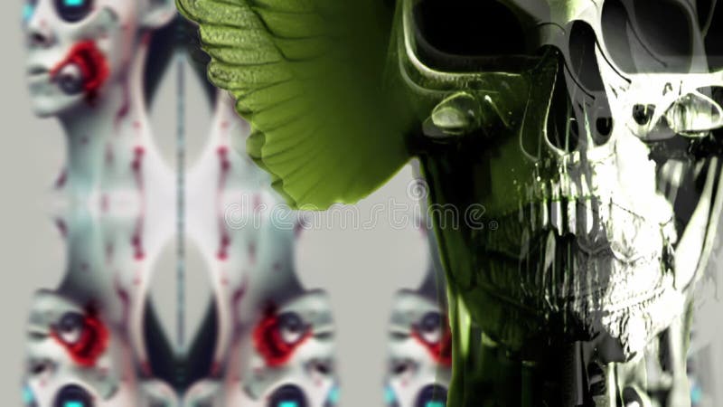 Cyborg Angel of Death Flapping with Wings Stock Video - Video of cyborg ...