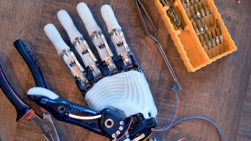 The Cyborg Hand. the Robot Hand Looks Like Human Moving the Finger ...