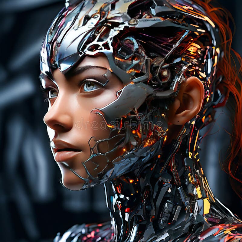 Cyborg Artist with Precision Brush Attachments Color Analysis S Stock ...