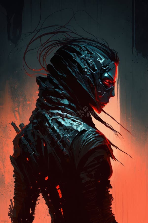 Cyborg Assassin Lurking in the Shadows Digital Art Poster AI Generation ...