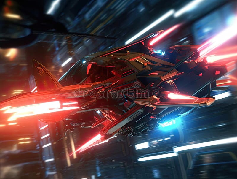 Cyborg Assassin Prepares To Strike Midflight Stock Photo - Image of ...