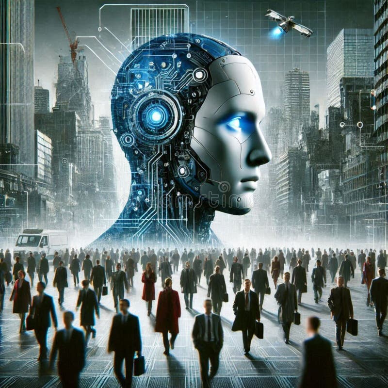 A Cyborg Blending into a Human Crowd. - 1 Stock Illustration ...