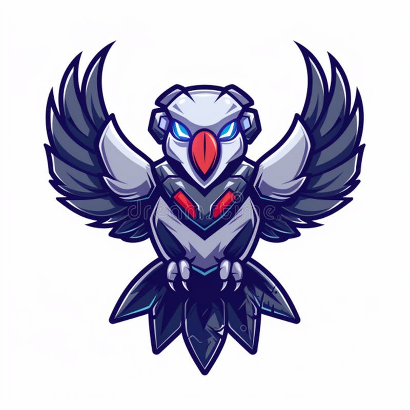 Cyborg Blue Eagle Robot for Mascot Esport Stock Illustration ...
