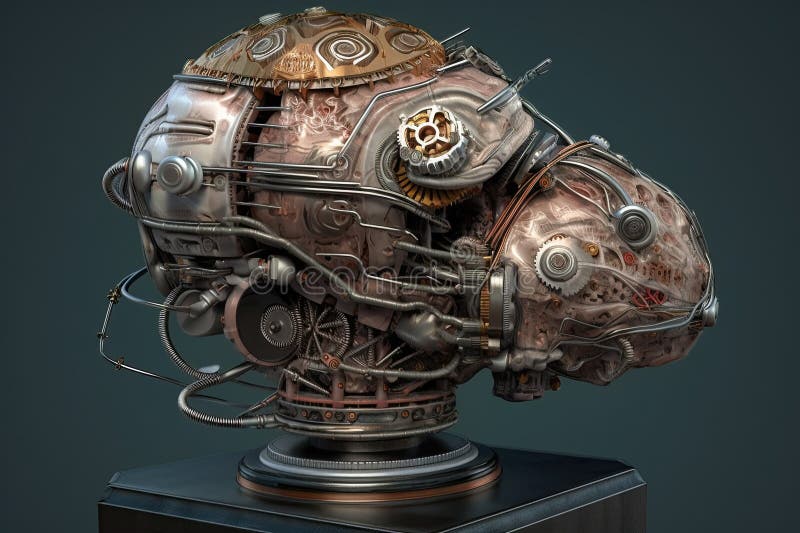 Cyberpunk Biomechanical Brain Stock Illustration - Illustration of ...