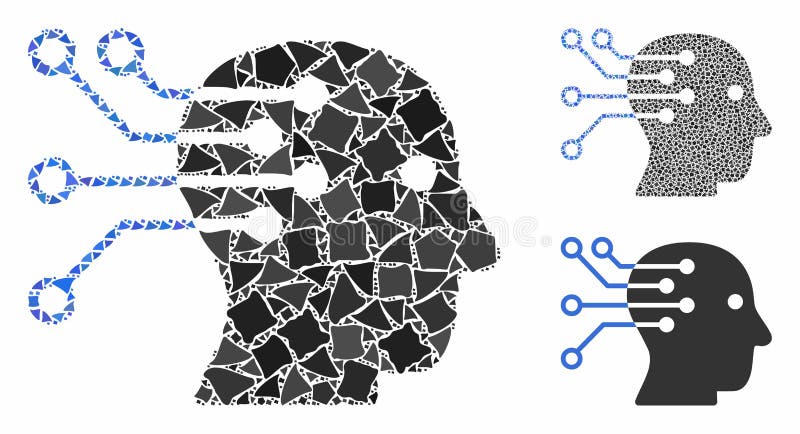 Cyborg Brain Interface Circuit Mosaic Icon of Humpy Elements Stock ...