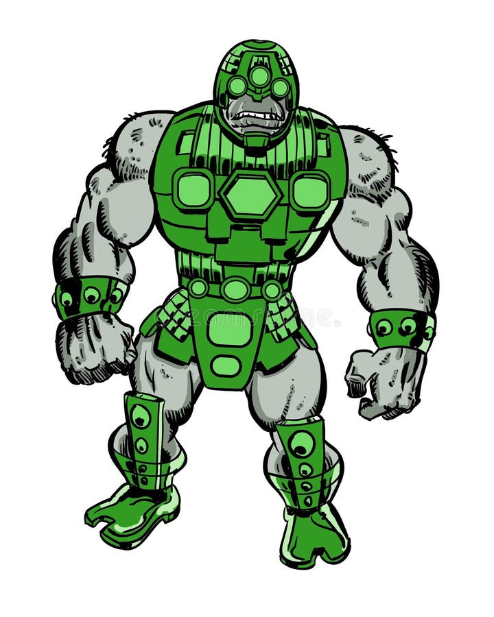 Cyborg Brute Comic Book Character Stock Illustration - Illustration of ...