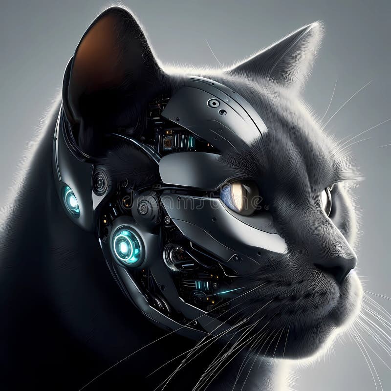 Cyborg Cat. stock illustration. Illustration of kitty - 330332099