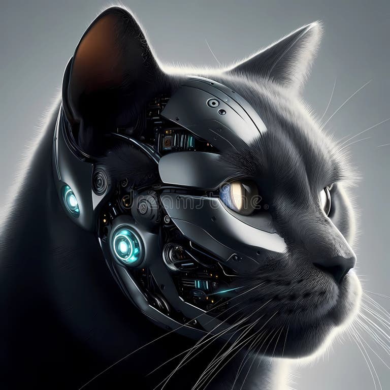 Cyborg Cat. stock illustration. Illustration of kitty - 330332099