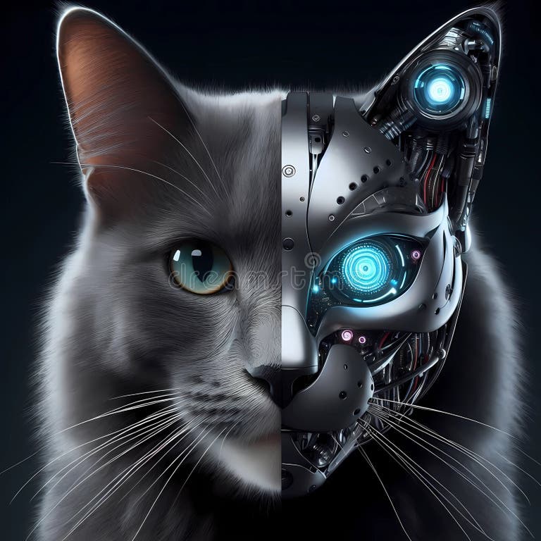 Cyborg Cat. stock illustration. Illustration of design - 330332129