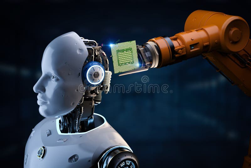 Cyborg with Chipset for Semiconductor Technology Stock Illustration ...