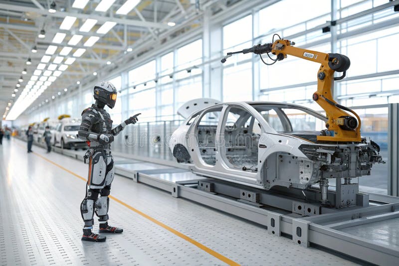 Cyborg-Controlled Robot Assembly Line: Car Factory Automation Stock ...