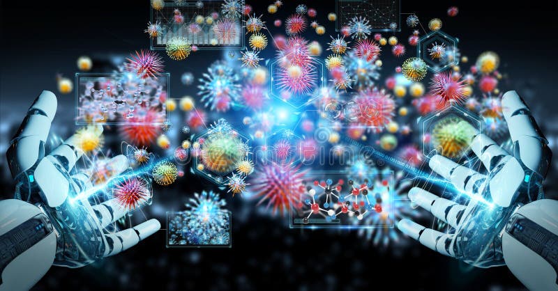 Cyborg Creating Artificial Intelligence 3D Rendering Stock Illustration ...