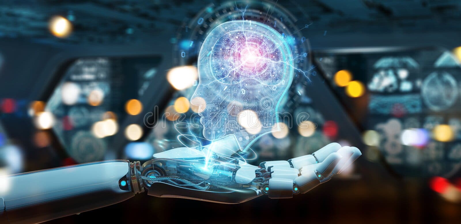 Cyborg Creating Artificial Intelligence 3D Rendering Stock Illustration ...