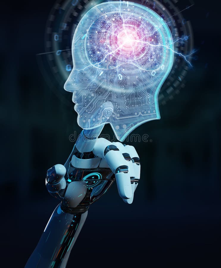 Cyborg Creating Artificial Intelligence 3D Rendering Stock Illustration ...