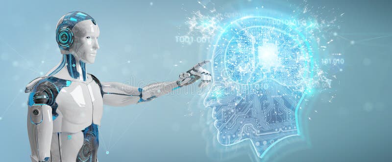 Cyborg Creating Artificial Intelligence 3D Rendering Stock Illustration - Illustration of ...