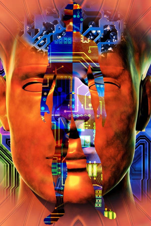 Cyborg Creatures Composition 3d Rendering Stock Illustration ...