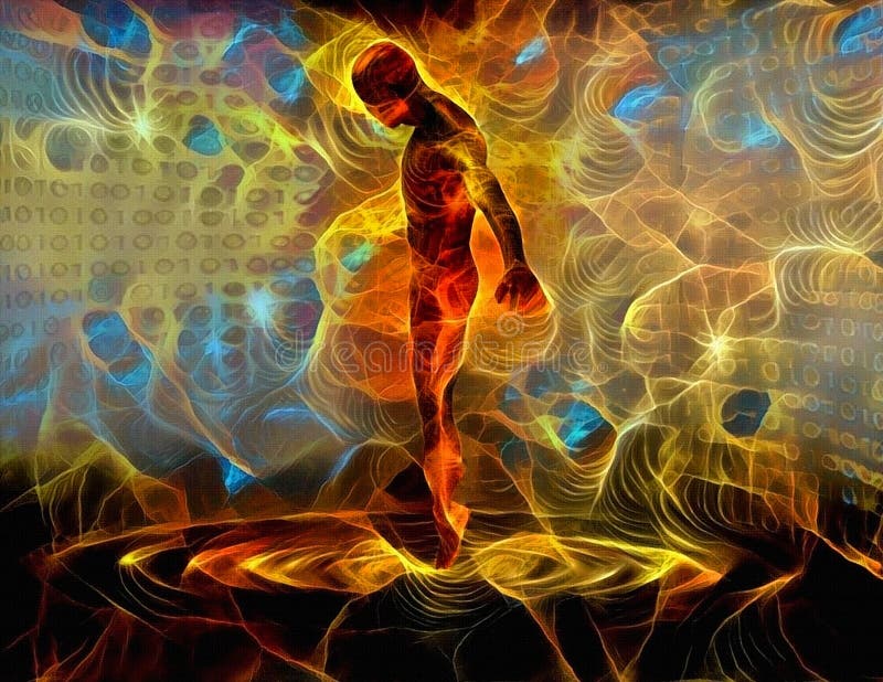 Cyborg before the Space Portal Stock Illustration - Illustration of ...